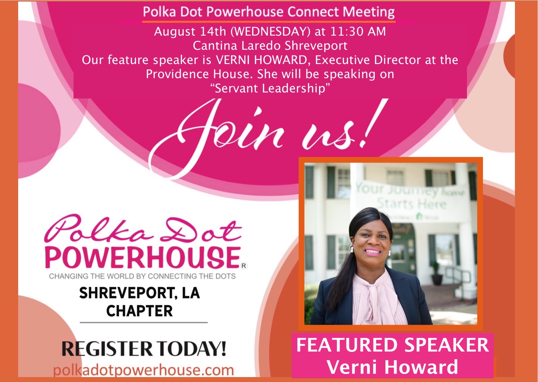 Connect Wednesday Aug 14-Speaker Verni Howard/Servant Leadership ...